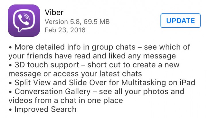 Viber 5.8 update for iOS, 3D Touch and iPad Split View support ...