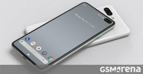 Google Pixel 4 screen protector shows dual punch hole selfie camera ...